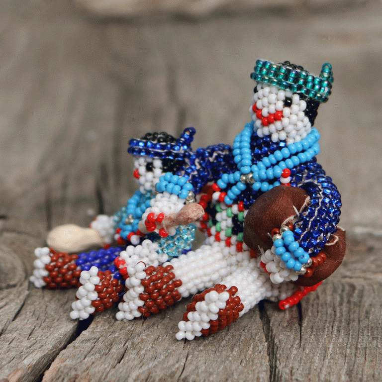ZUNI BEADED STORYTELLER BY TODD PONCHO | The Crow and The Cactus