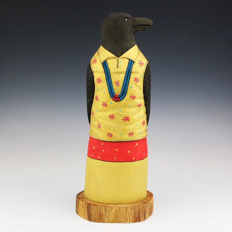 NAVAJO FOLK ART CROW BY ORLEEN & RAY LANSING | The Crow and The Cactus
