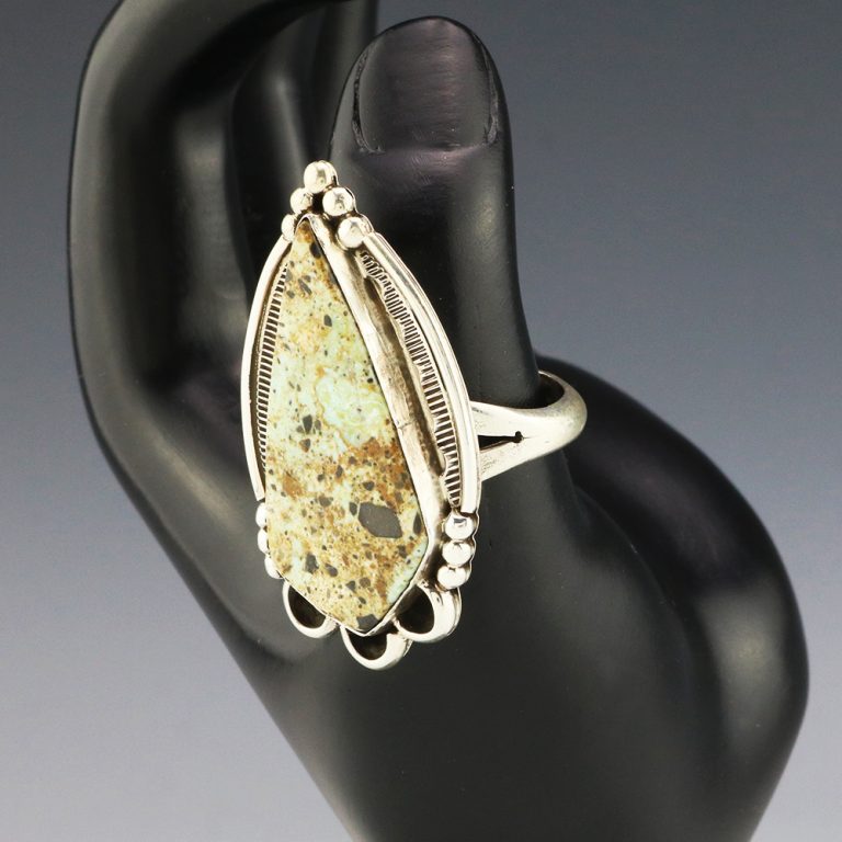 NATIVE AMERICAN NAVAJO STERLING SILVER & TURQUOISE RING BY FRED FRANCIS ...