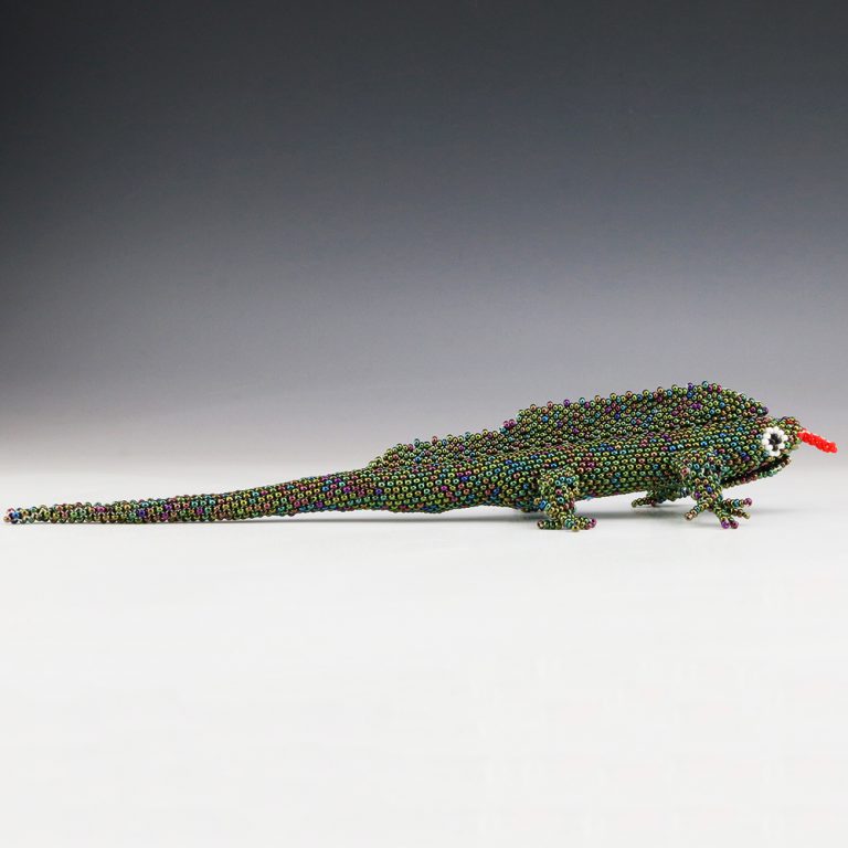 NATIVE AMERICAN ZUNI BEADED LIZARD BY TODD PONCHO | The Crow and The Cactus