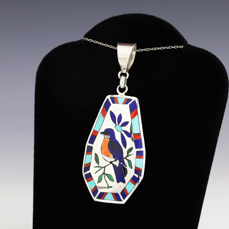 ZUNI EASTERN BLUE BIRD PENDANT BY QUINTIN QUAM | The Crow and The Cactus