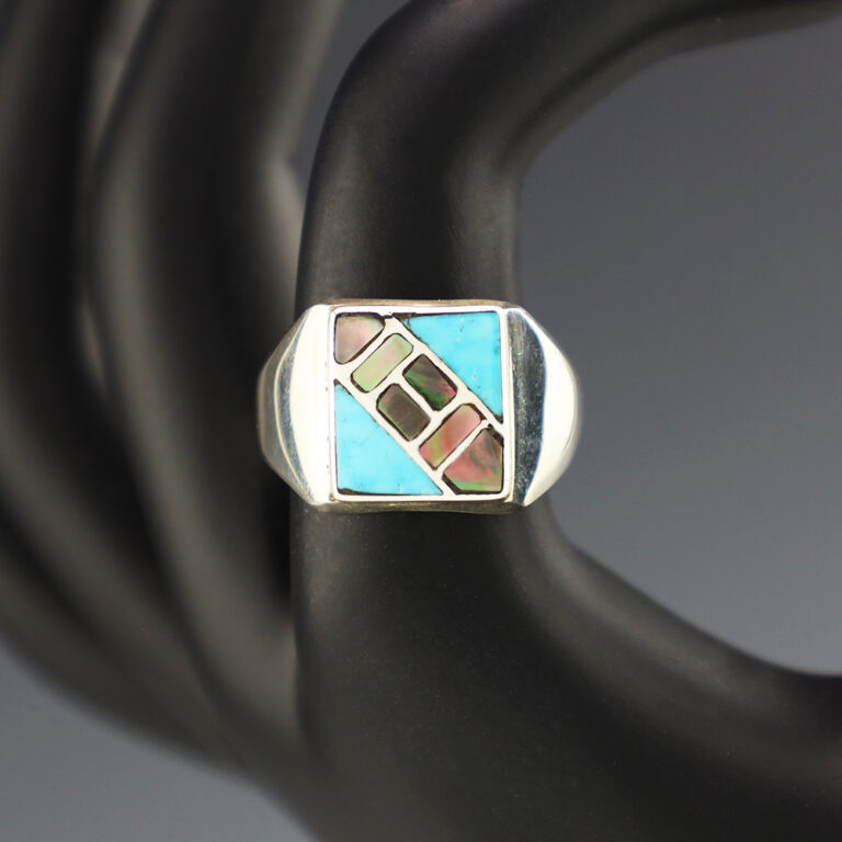 NATIVE AMERICAN ZUNI MOTHER OF PEARL SHELL & TURQUOISE BY NANCY ...