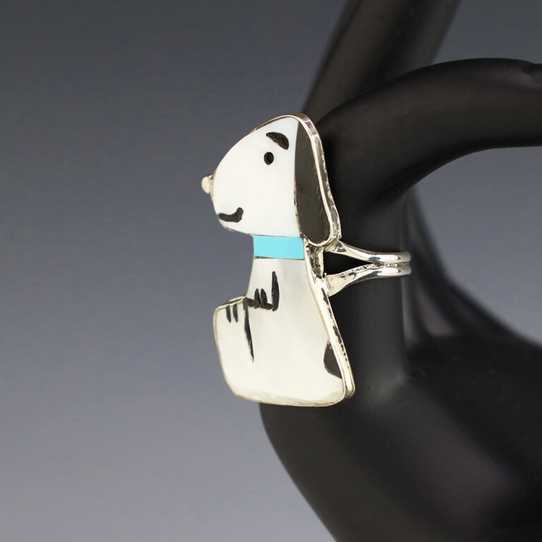 INLAY SNOOPY RING BY SHENEL COMOSONA ZUNI 7 1/4 | The Crow and The Cactus