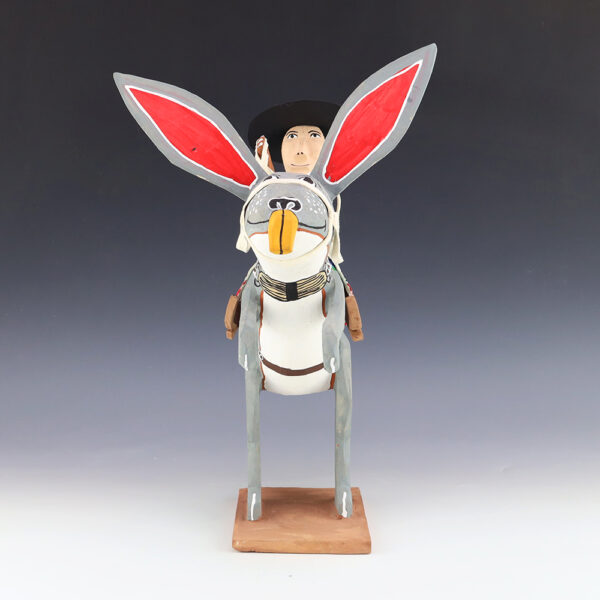 NATIVE AMERICAN NAVAJO FOLK ART COWBOY RIDING A RABBIT BY DELBERT BUCK ...