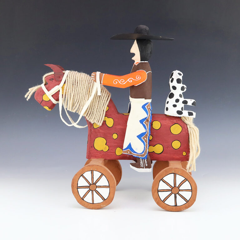 NAVAJO FOLK ART COWBOY & DOG RIDING A ROCKING HORSE BY DELBERT BUCK ...