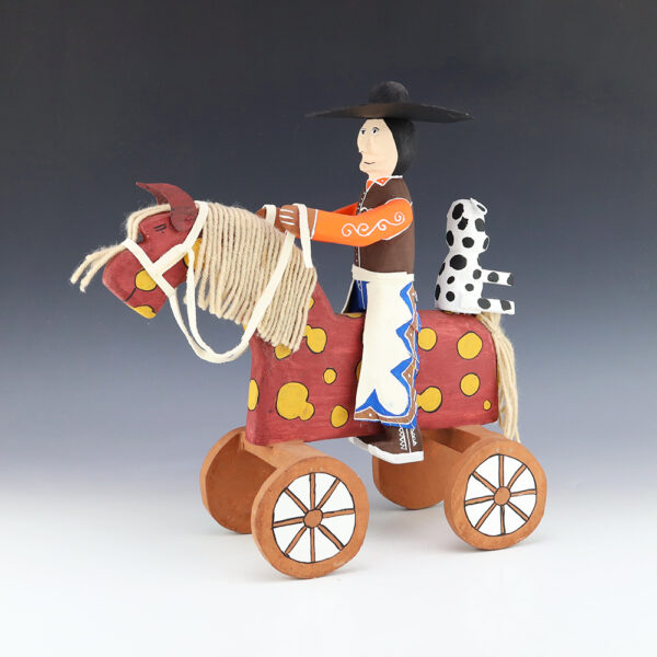 NAVAJO FOLK ART COWBOY & DOG RIDING A ROCKING HORSE BY DELBERT BUCK ...
