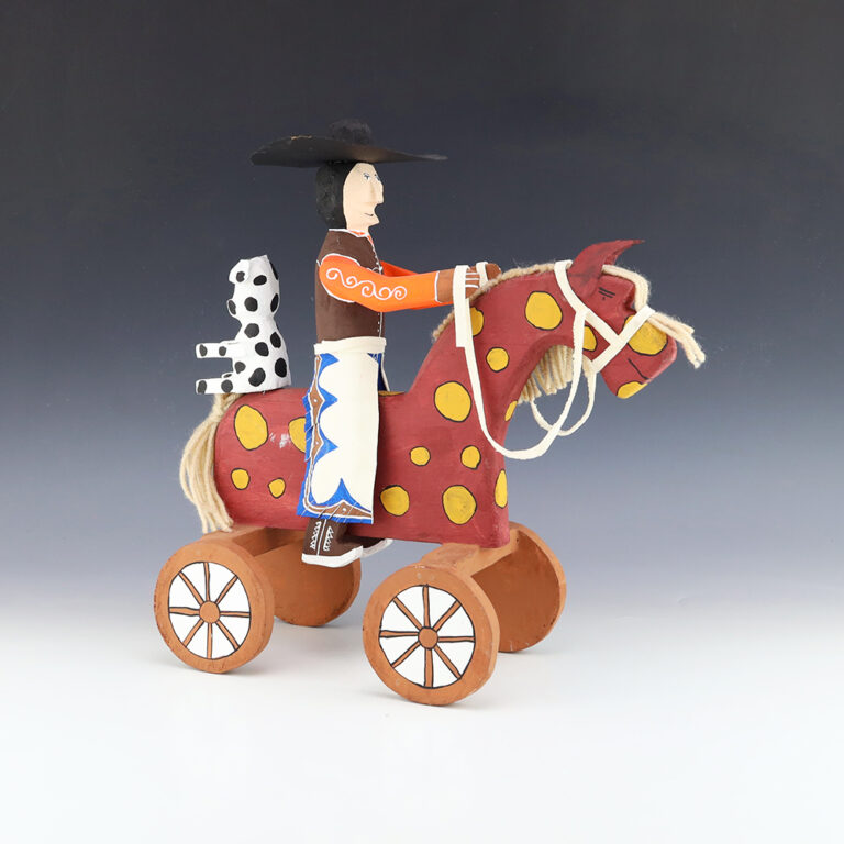 NAVAJO FOLK ART COWBOY & DOG RIDING A ROCKING HORSE BY DELBERT BUCK ...