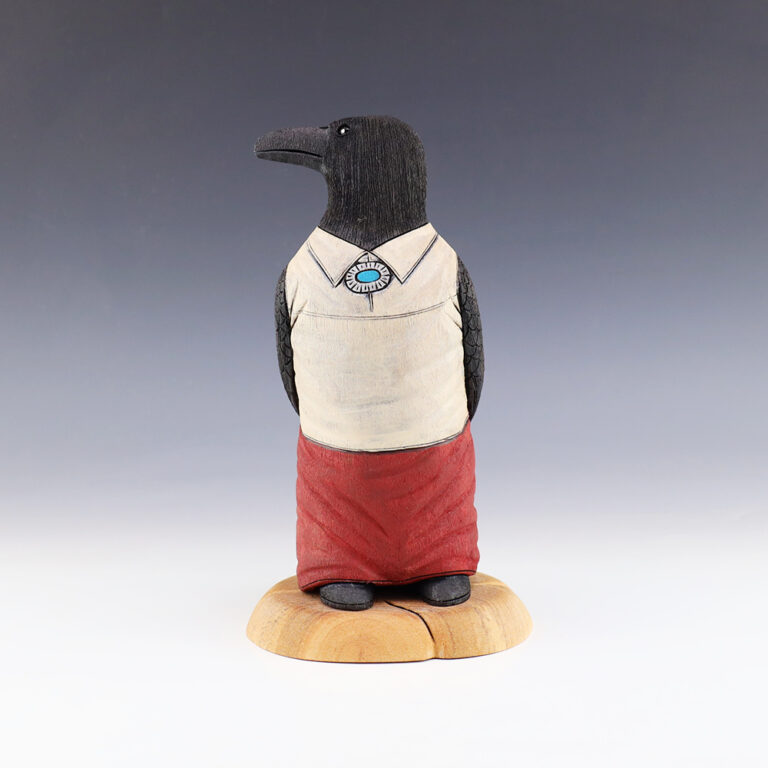 FOLK ART CROW BY ORLEEN & RAY LANSING NAVAJO | The Crow and The Cactus