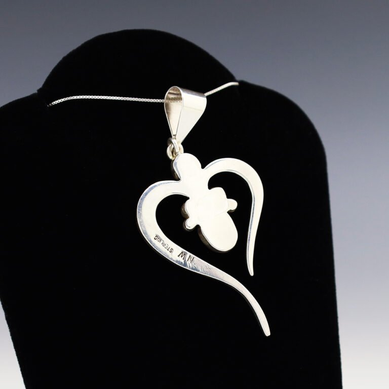 NATIVE AMERICAN NAVAJO STERLING SILVER & TURQUOISE HEART PENDANT BY ...