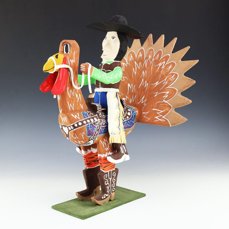 NAVAJO FOLK ART COWBOY ON TURKEY BY DELBERT BUCK | The Crow and The Cactus