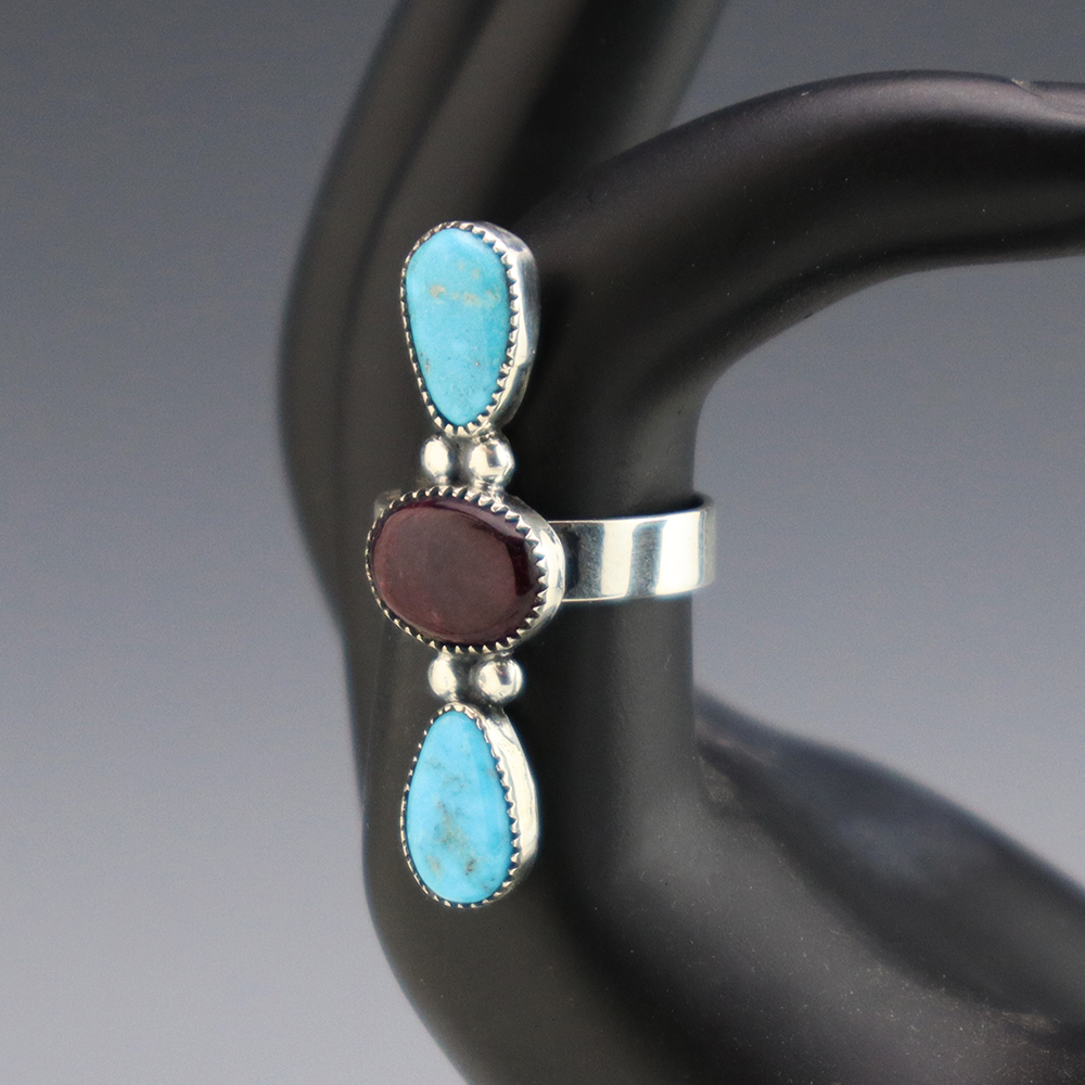 NATIVE AMERICAN ZUNI SPINY OYSTER & TURQUOISE RING BY CARLO LONJOSE 6 3 ...