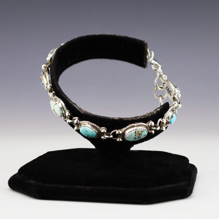 NATIVE AMERICAN NAVAJO STERLING SILVER & GOLDEN HILLS TURQUOISE LINK ...