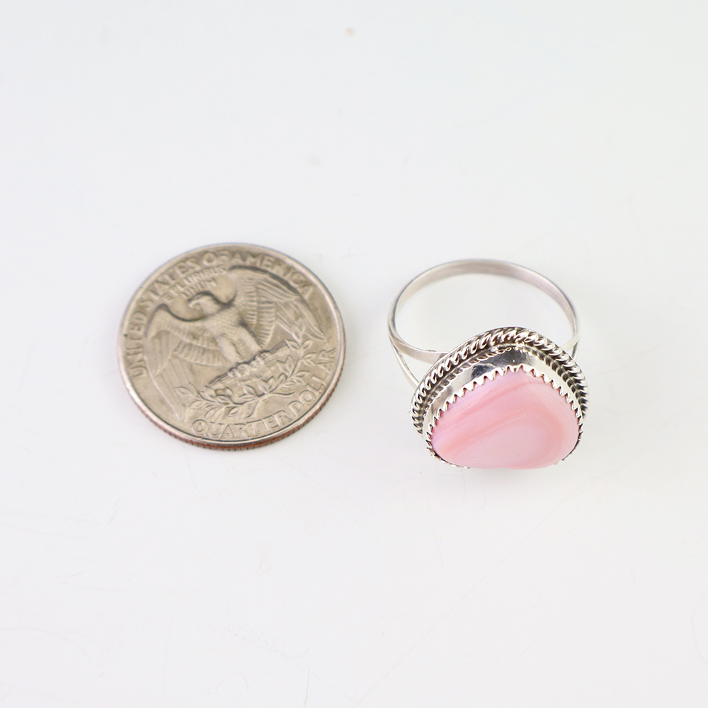 NAVAJO STERLING SILVER & PINK CONCH HEART RING BY PRISCILLA SMITH 9 ...
