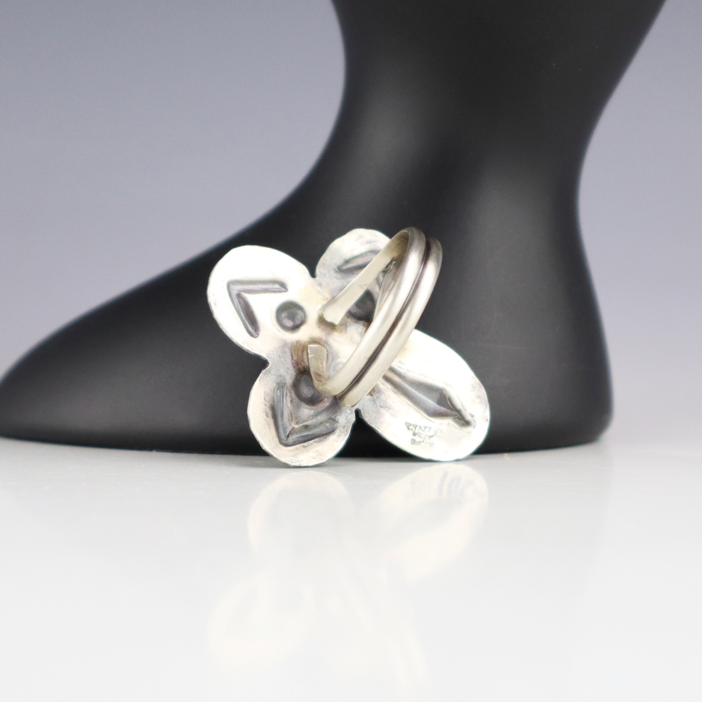 NATIVE AMERICAN NAVAJO STERLING SILVER & TURQUOISE CROSS RING BY TIM ...