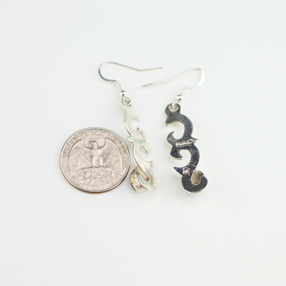 NATIVE AMERICAN NAVAJO STERLING SILVER & ONYX EARRINGS BY MILDRED ...