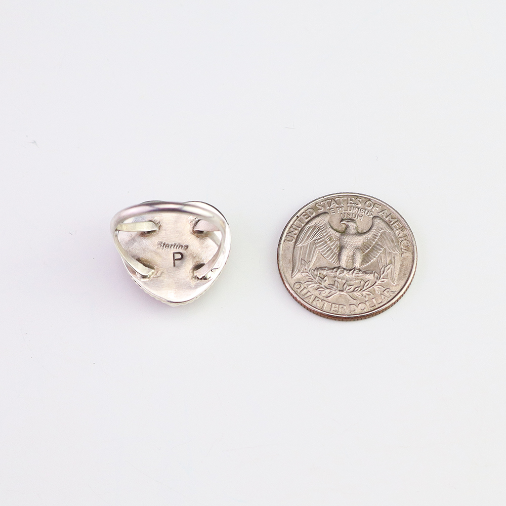 NATIVE AMERICAN NAVAJO STERLING SILVER & SPINY OYSTER HEART RING BY ...