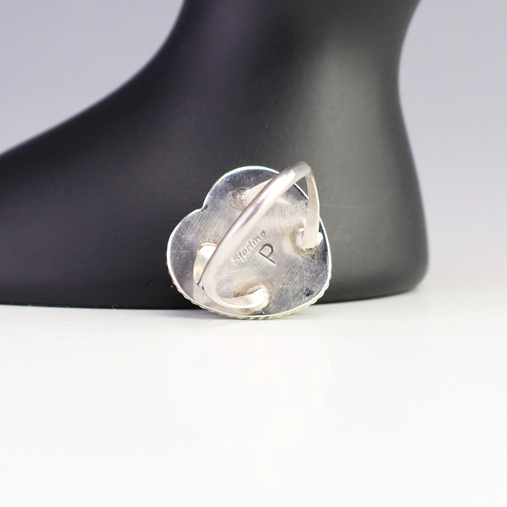 NATIVE AMERICAN NAVAJO STERLING SILVER & SPINY OYSTER HEART RING BY ...